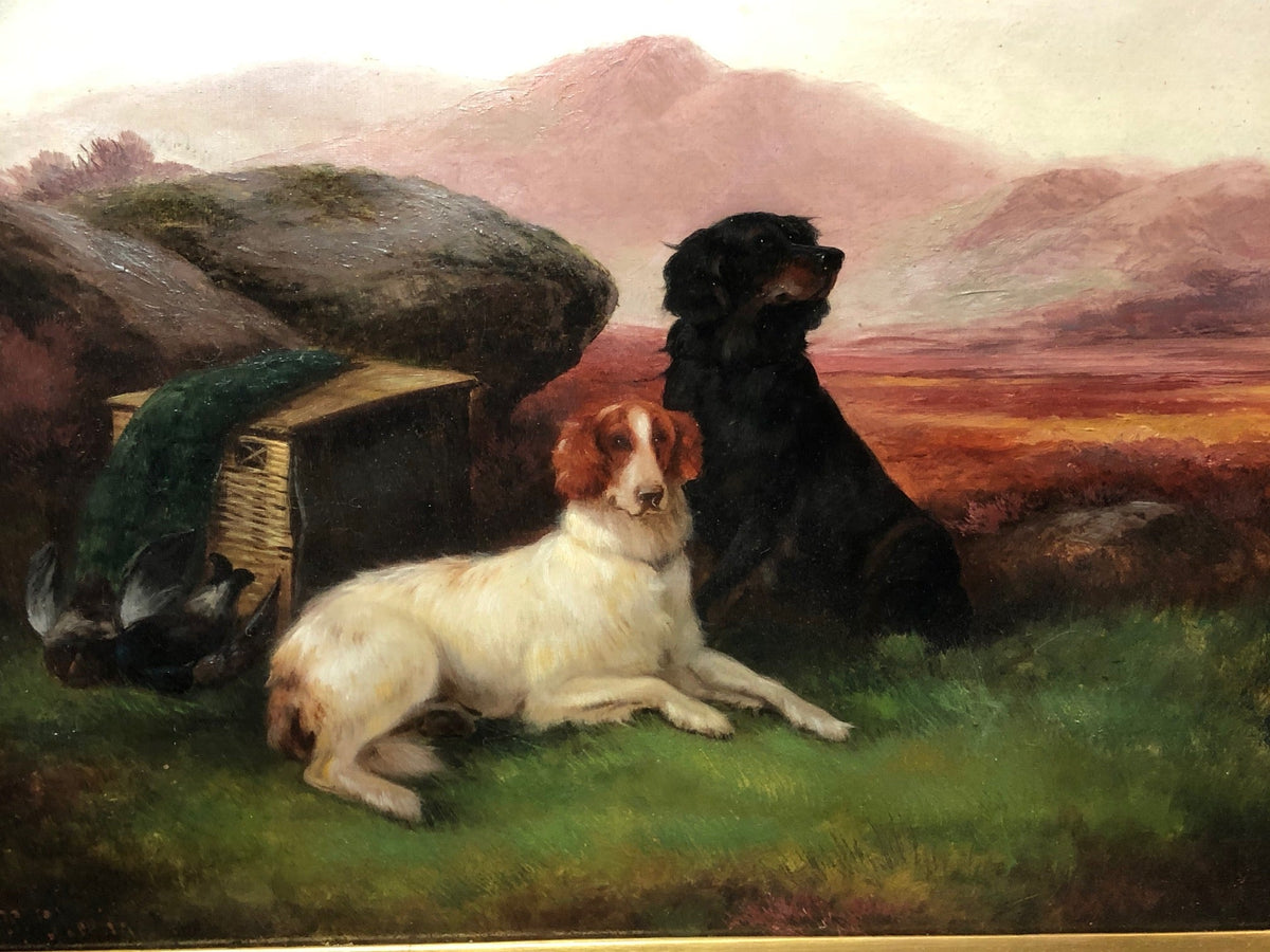 Victorian Sporting Oil Painting "Game Dogs" Signed Robert Cleminson (1864-1903) - Cheshire ...