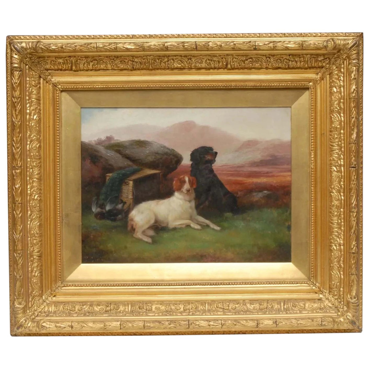 Victorian Sporting Oil Painting "Game Dogs" Signed Robert Cleminson (1864-1903) - Cheshire ...