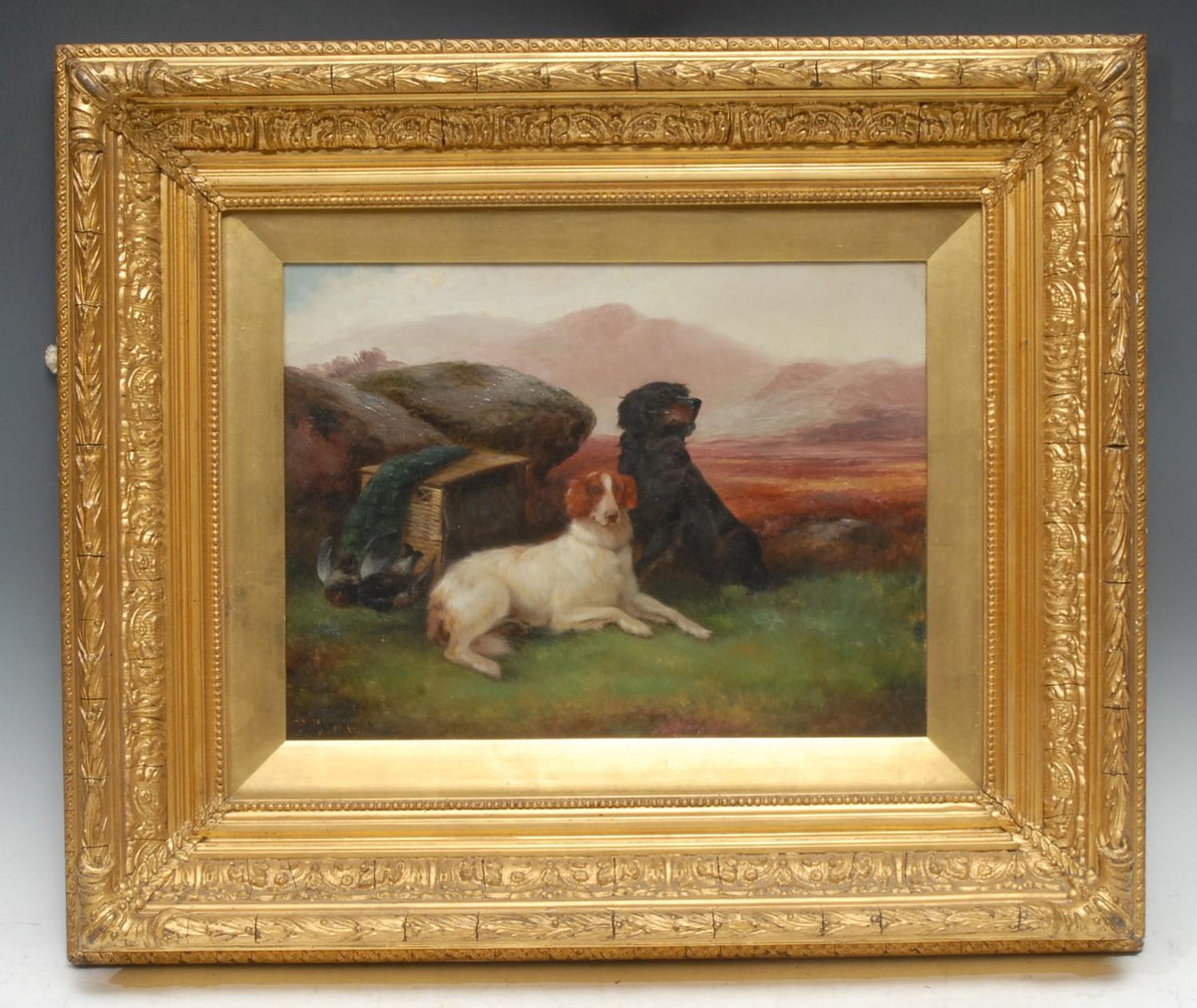 Victorian Sporting Oil Painting "Game Dogs" Signed Robert Cleminson (1864-1903) - Cheshire ...