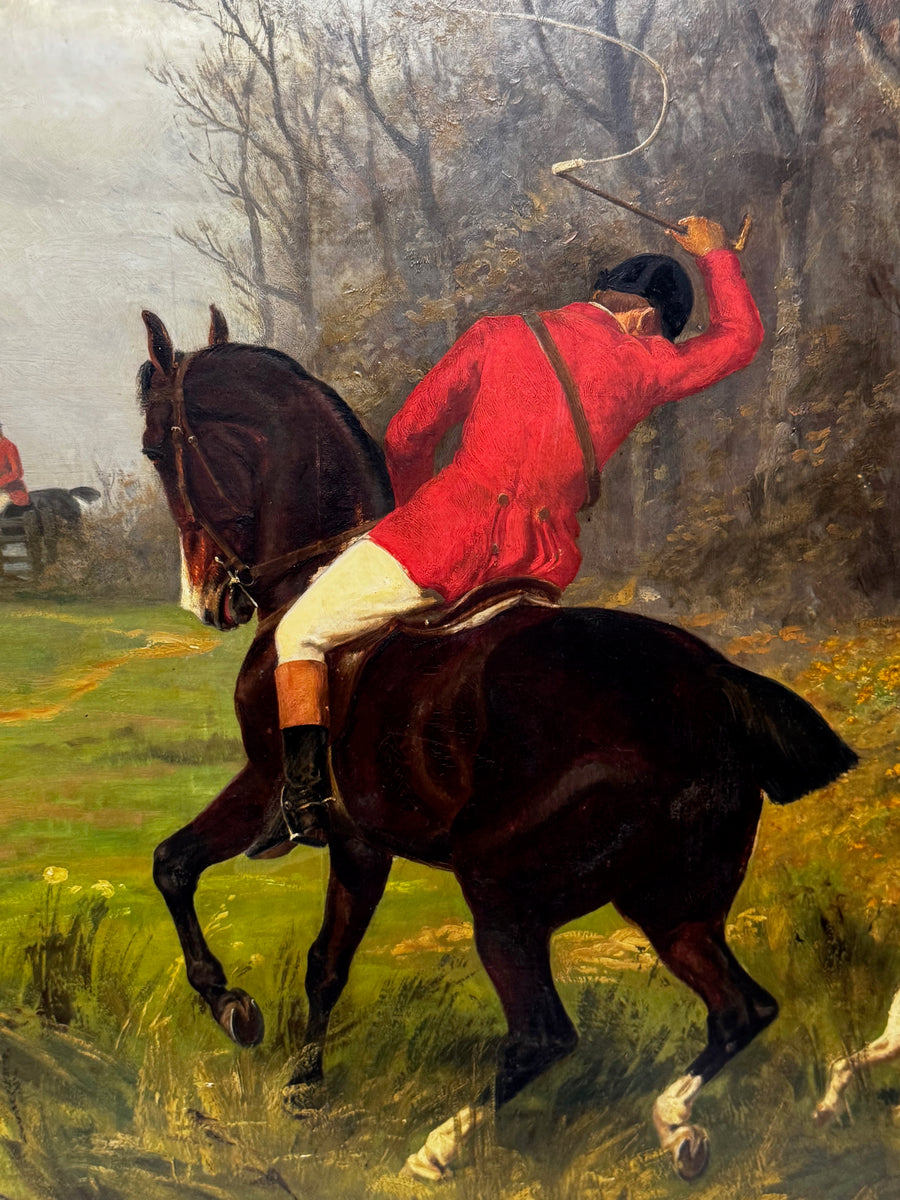 🏇 Victorian Fox Hunt Masterpiece C.1880 Equestrian Oil by James Albert