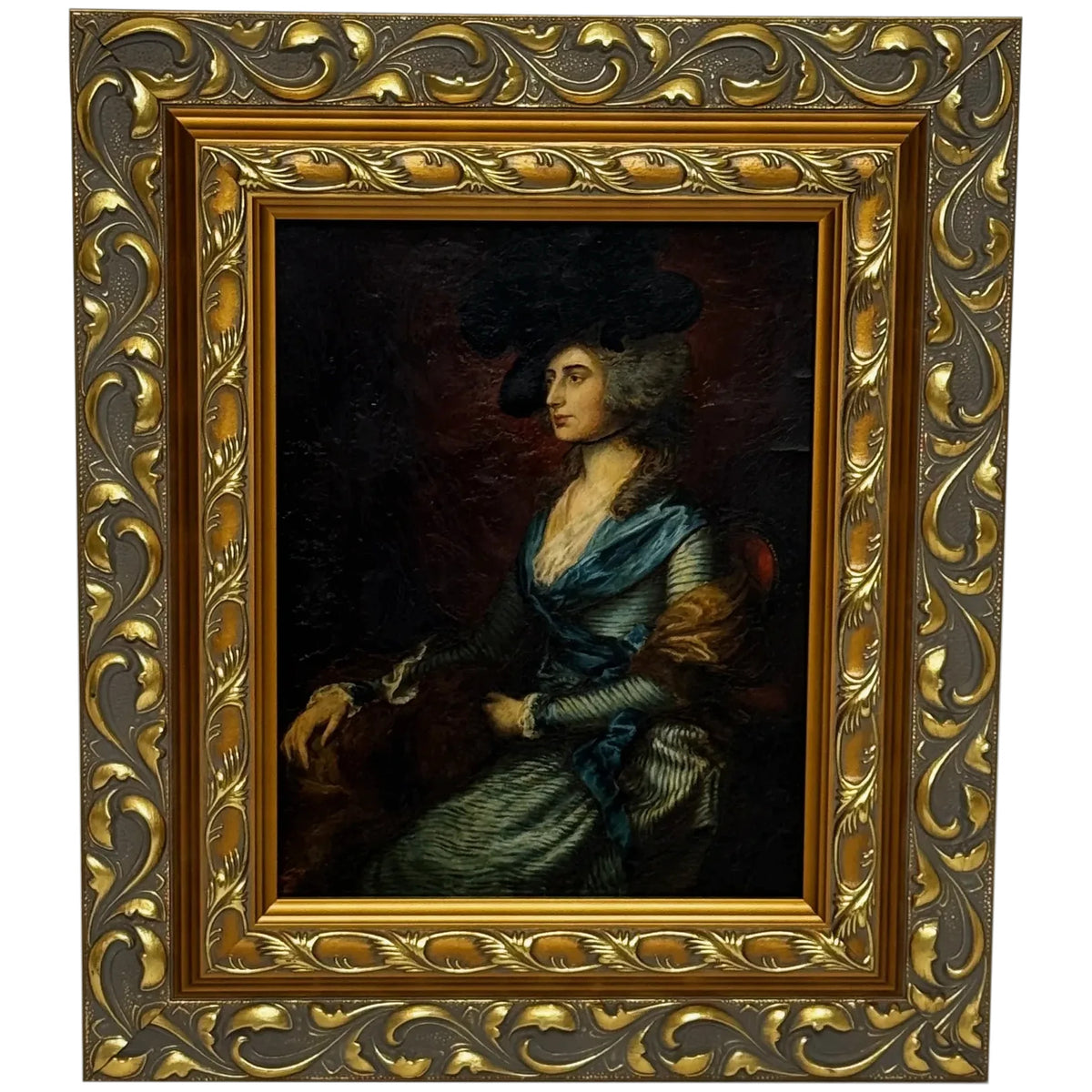 🎭 Elegant 19th-Century Oil Portrait of Sarah Siddons née Kemble After