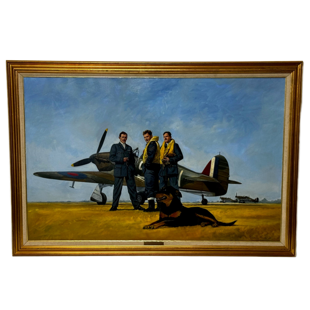 Oil Painting Battle Of Britain WW2 RAF Pilots Ready For Takeoff Biggin ...