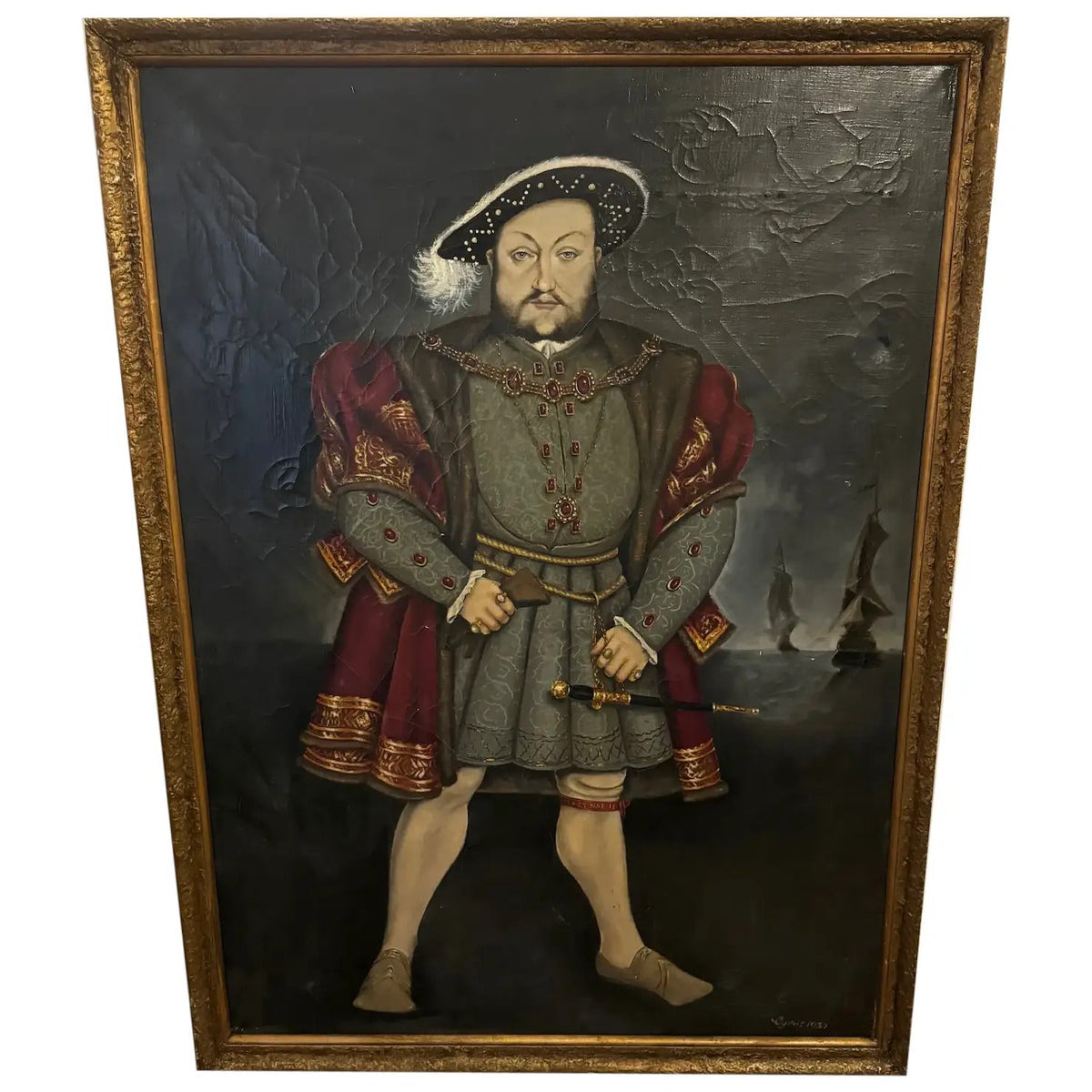 Huge Oil Painting Royalty Portrait English King Henry VIII After Hans ...