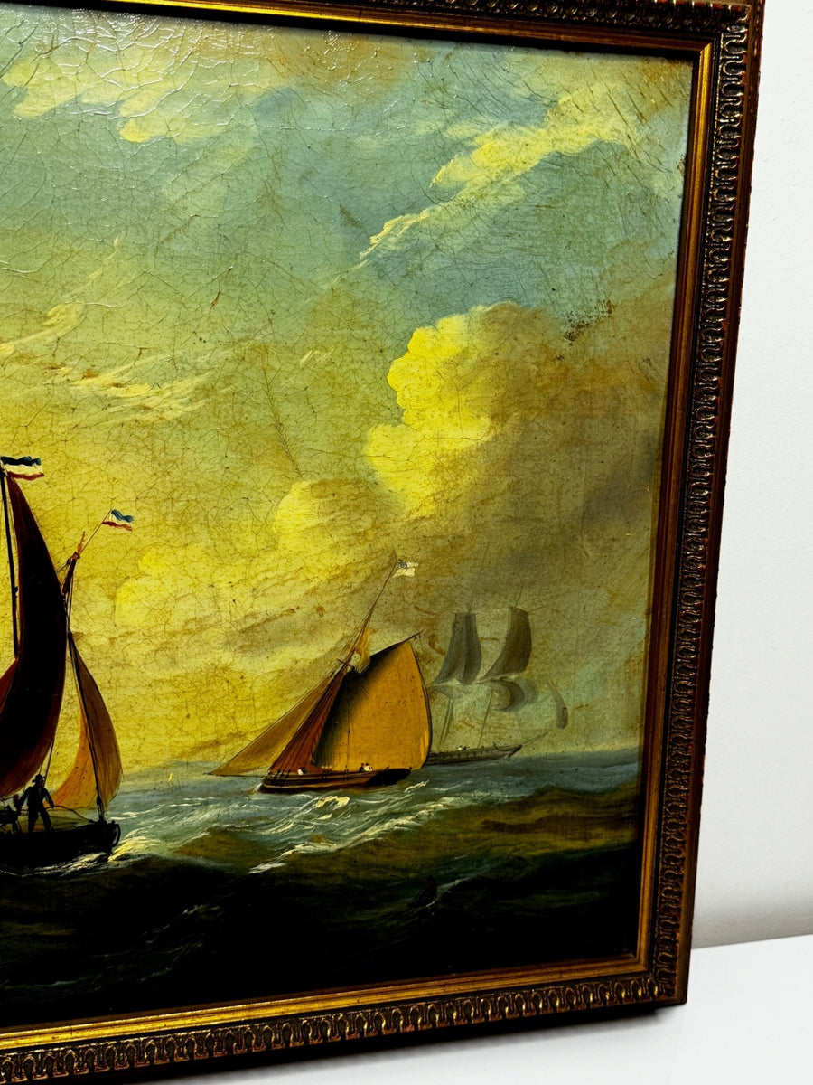 Marine Georgian Early 19th Century French Fishing Boat Heading Out ...