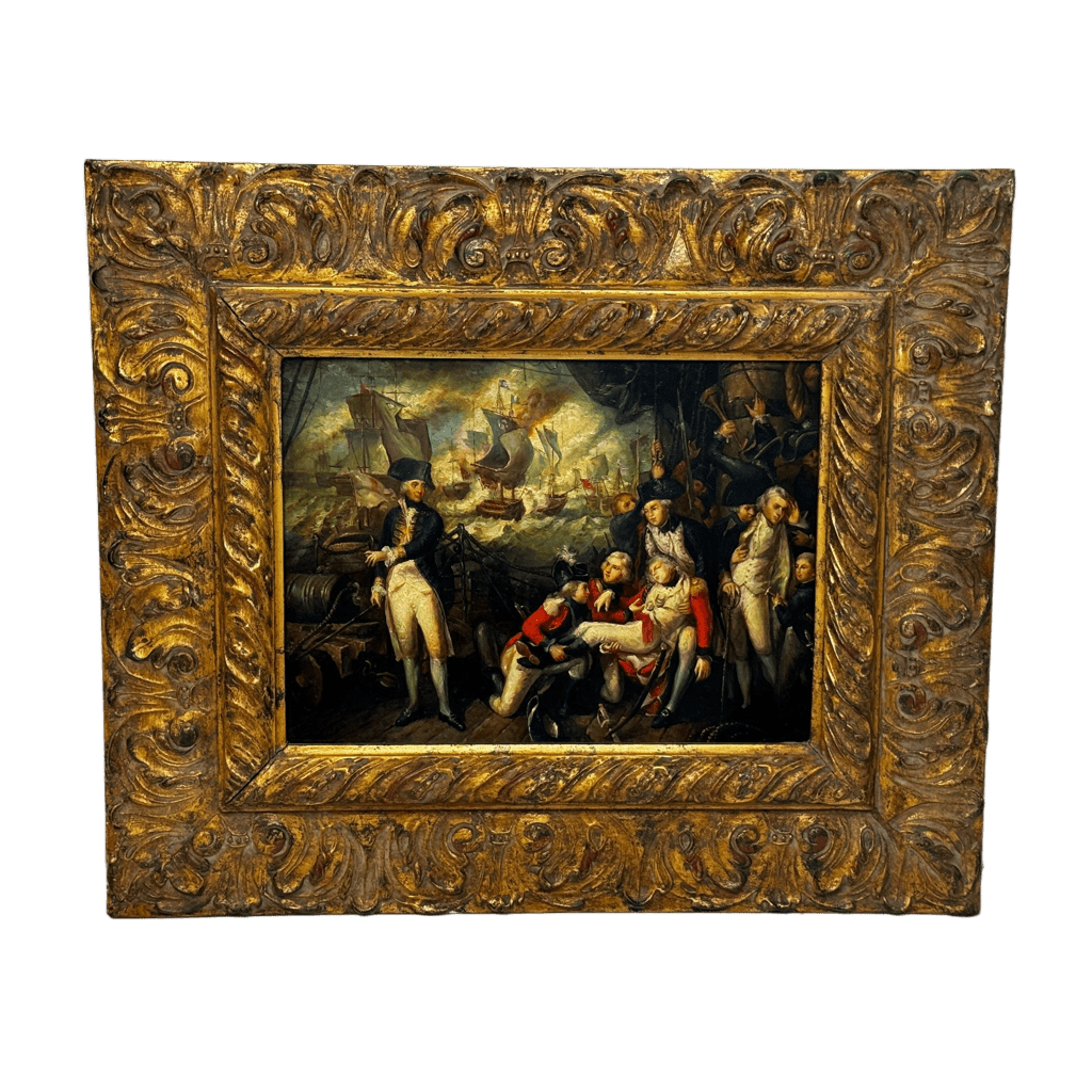 Oil Painting Battle Glorious First of June 1794 Lord Howe On Ship HMS ...