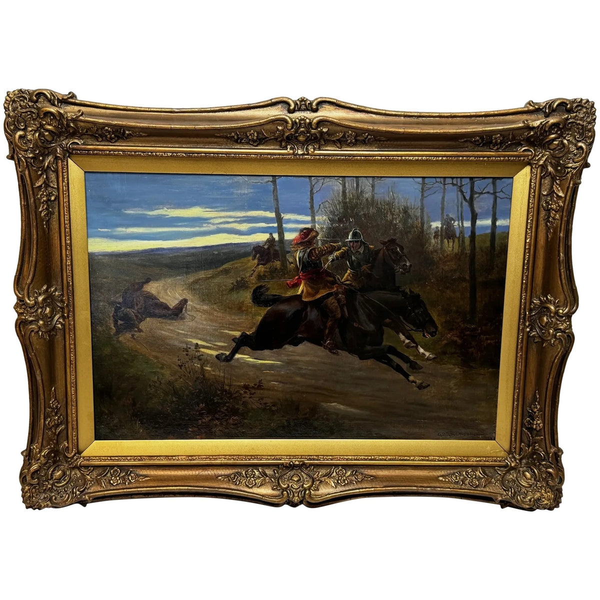 Oil Painting Civil War Royalist Pursued By Roundheads Escape From ...