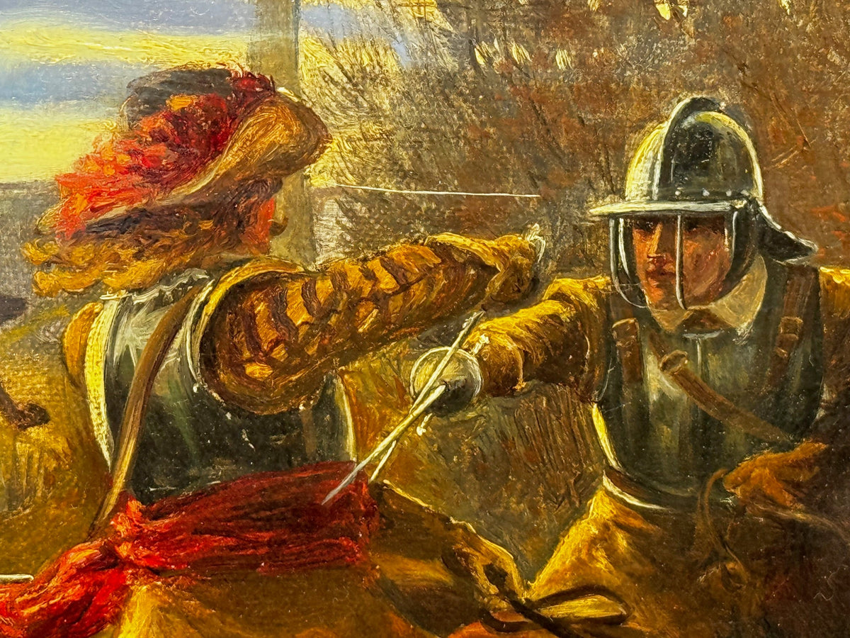 Oil Painting Civil War Royalist Pursued By Roundheads Escape From ...