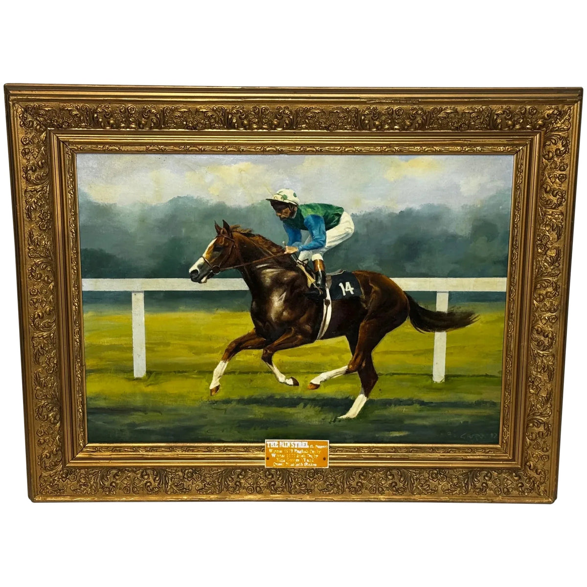 Oil Painting The Minstrel Epsom Derby 1977 Jockey Lester Piggott Up ...