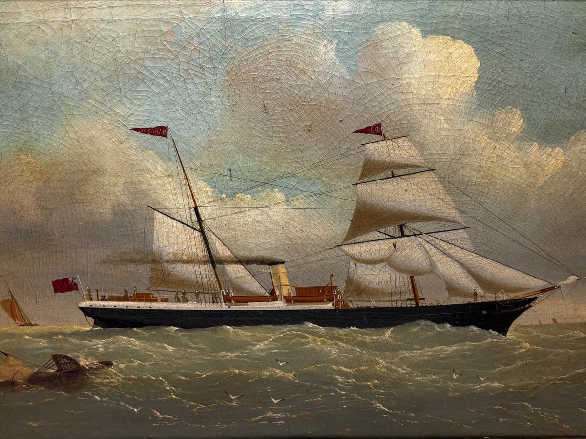 Victorian Oil Painting Steamer SS Miranda Artic Polar Expedition Led By ...