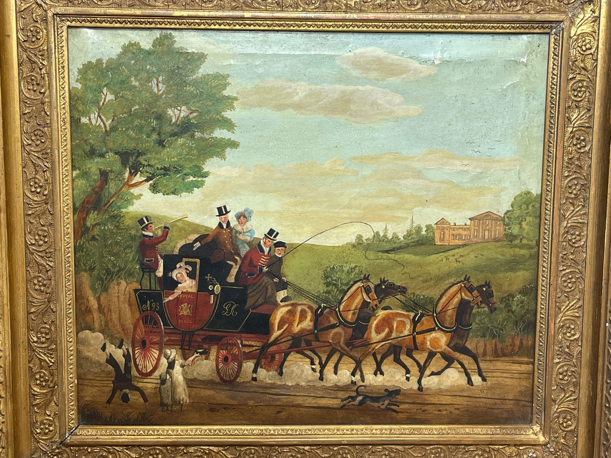 19th Century Oil Painting Royal Mail Carriage Coaching Scene After ...