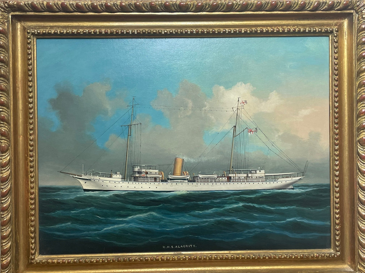 Anglo Chinese School Marine Oil Painting HMS Alacrity Schooner Steam ...