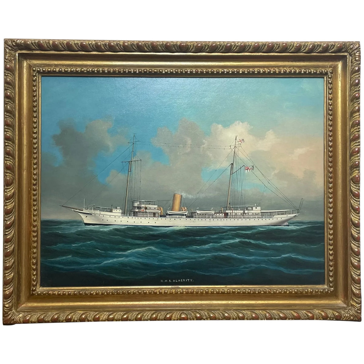 Anglo Chinese School Marine Oil Painting HMS Alacrity Schooner Steam ...