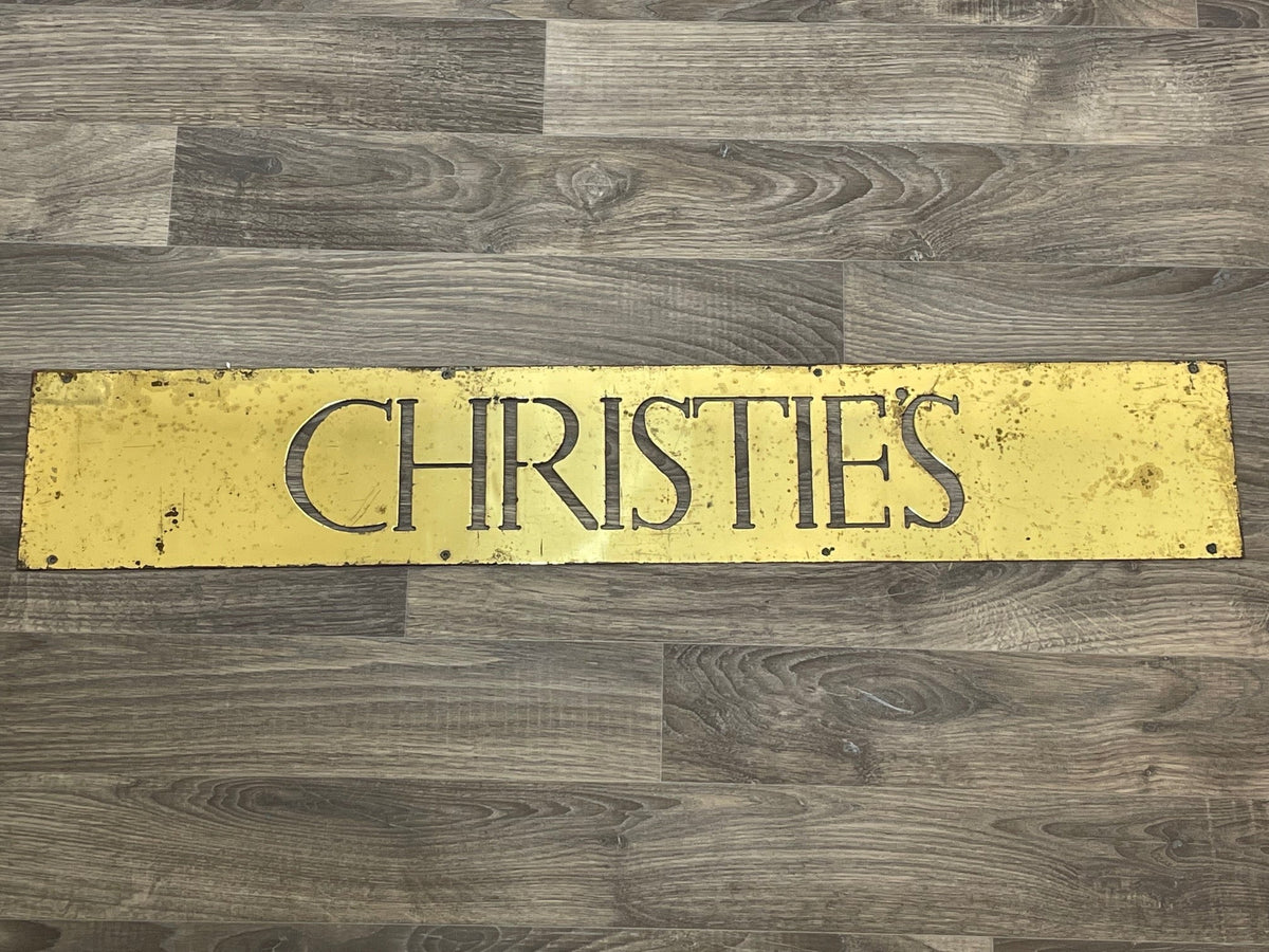 British Rare Brass Famous Auctioneers Plaque Sign Christie's