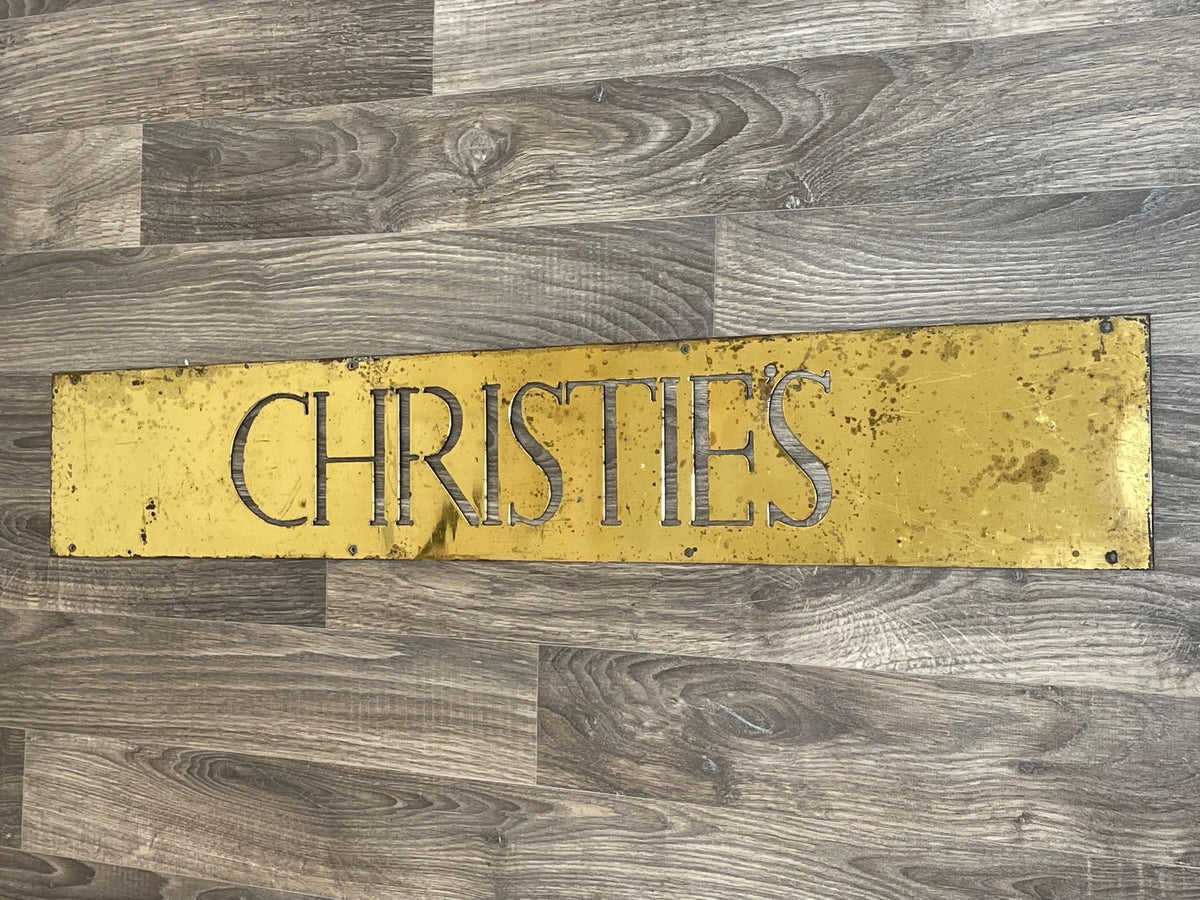 British Rare Brass Famous Auctioneers Plaque Sign Christie's