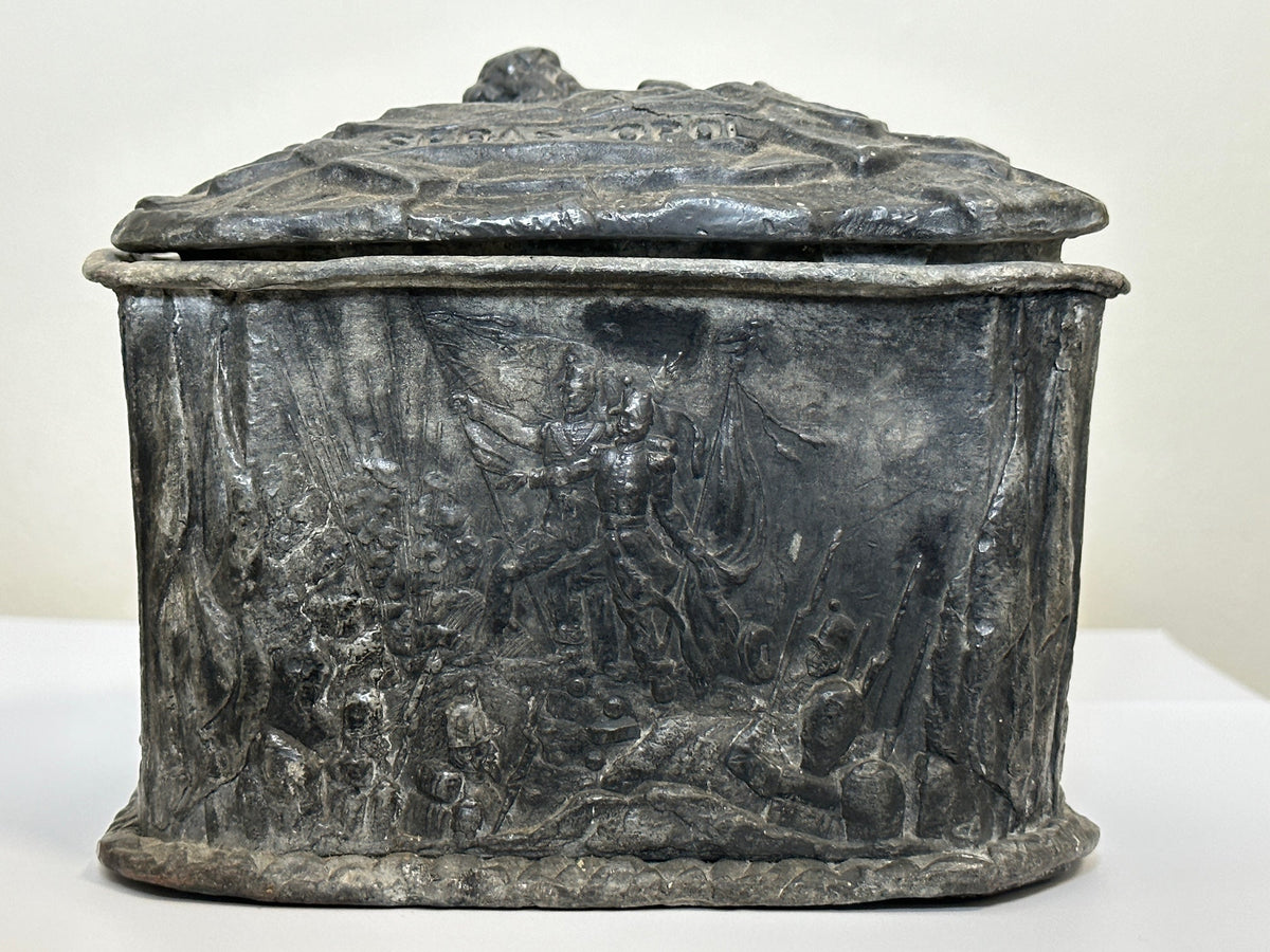 Early Victorian Small Lead Crimea War Tobacco Storage Box