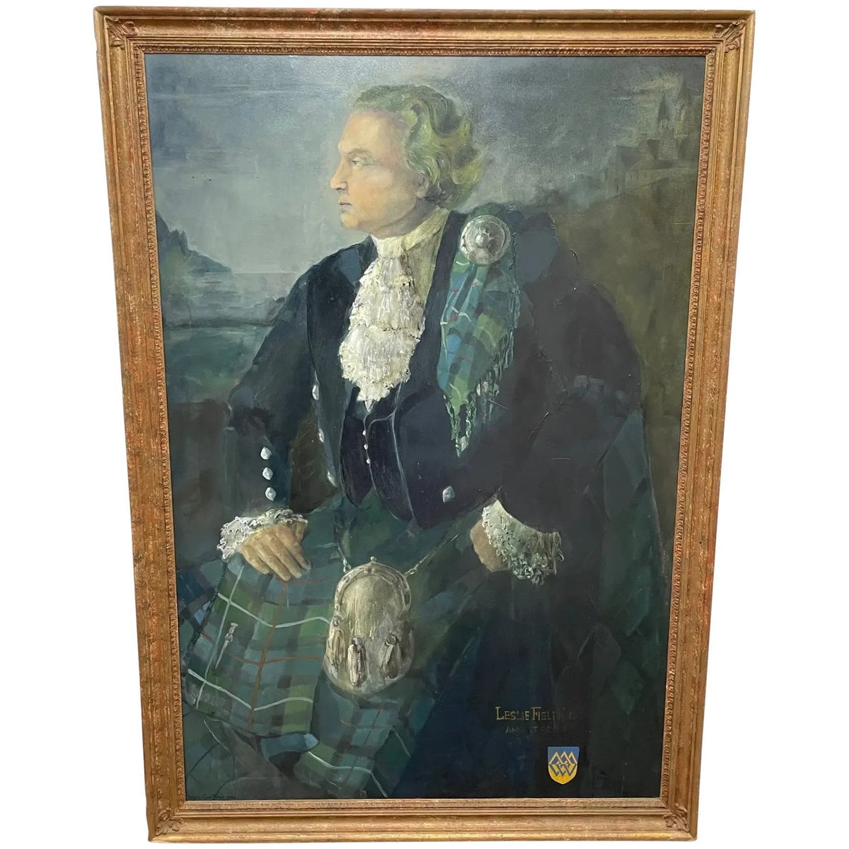 Highland-Dress Oil Portrait of British Diplomat Sir Leslie Fielding ...