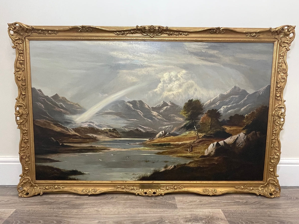 Huge Victorian Oil Painting Snowden Mountain Range By Charles Leslie ...
