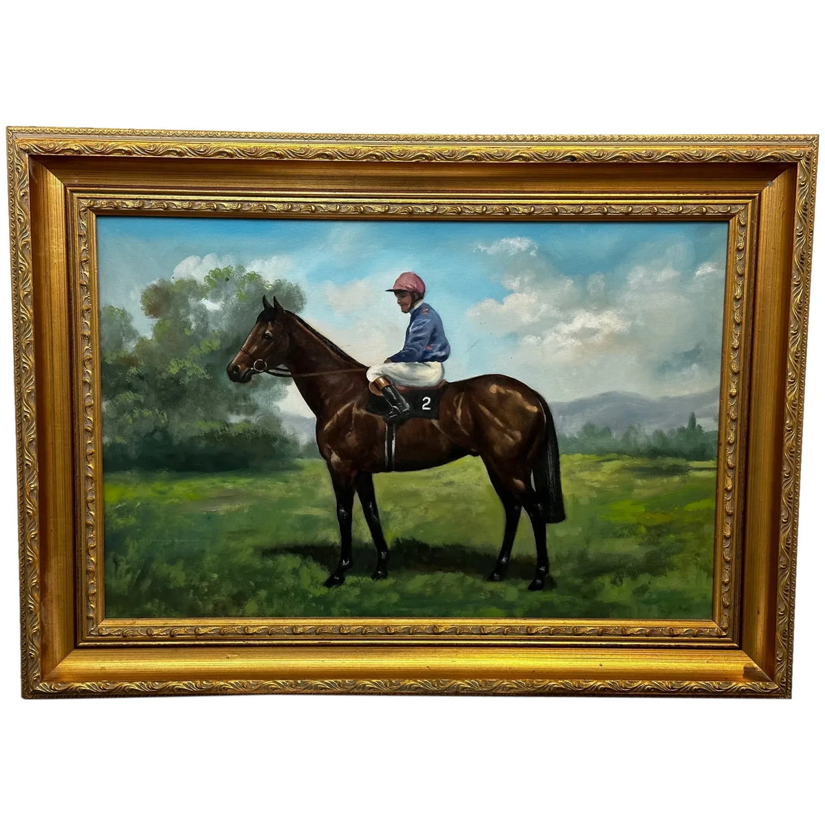 🐎 Equestrian Historic Oil Painting Joe Mercer on Champion Racehorse ...