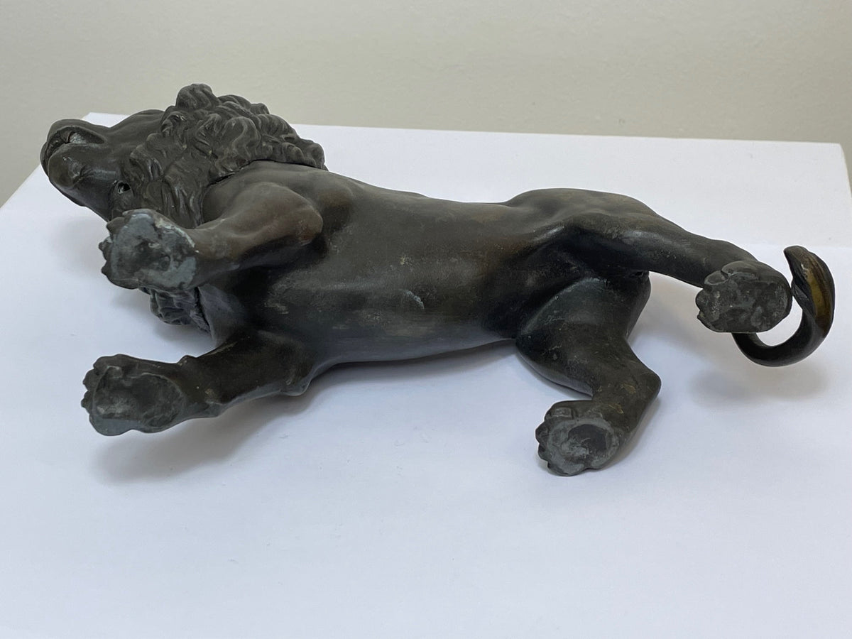 Victorian Bronze Small Model Lion Sculpture - Cheshire Antiques Consultant