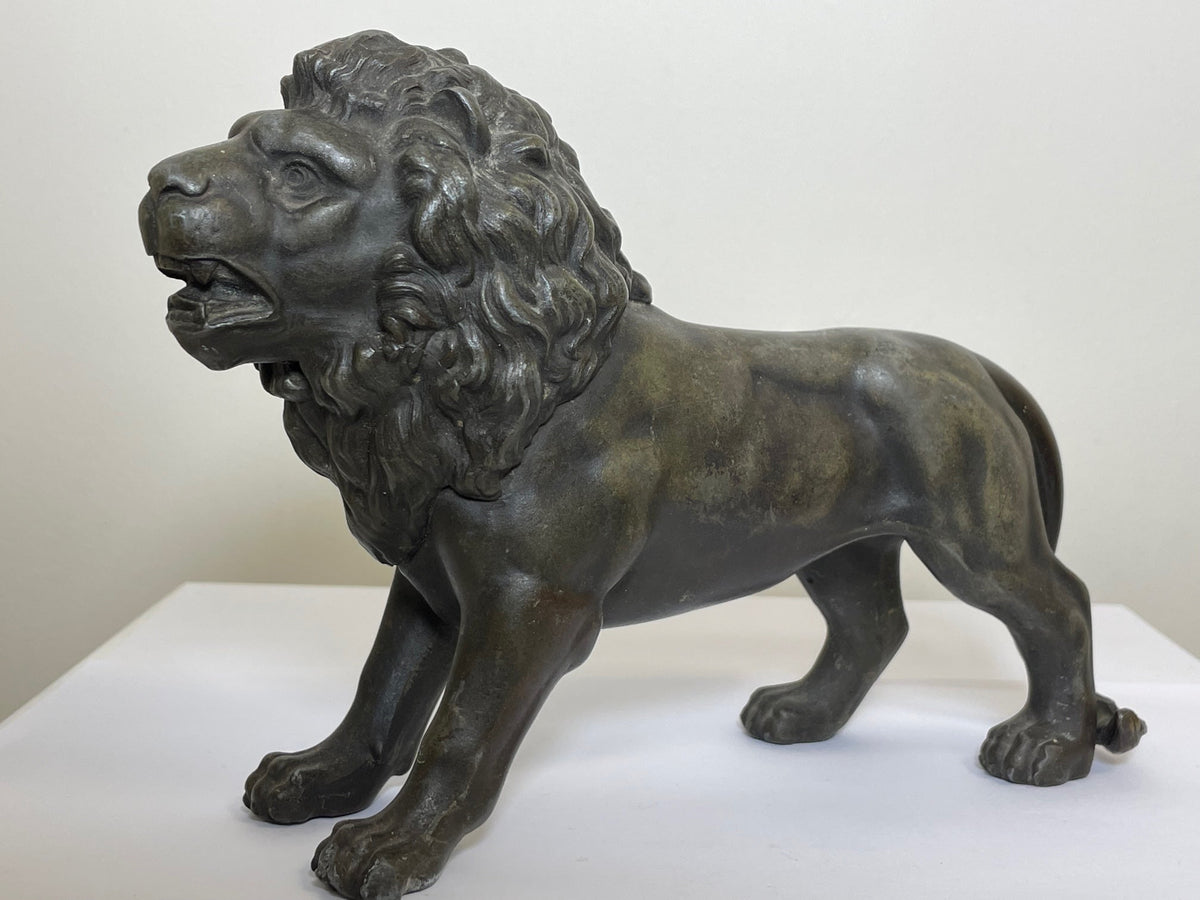 Victorian Bronze Small Model Lion Sculpture - Cheshire Antiques Consultant